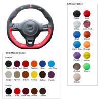 China Volkswagen Scirocco R Passat CCR-Line 2010 Red Leather Car Steering Wheel Cover DIY Design for sale