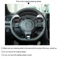 China Volkswagen Scirocco R Passat CCR-Line 2010 Red Leather Car Steering Wheel Cover DIY Design for sale