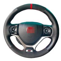 China Black Suede Leather Steering Wheel Cover for Honda Civic Si 9 9th Gen 2012 2013 2014 2015 for sale