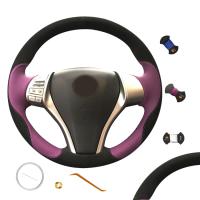 China Custom Black Suede Leather Steering Wheel Cover for Nissan Qashqai Rogue Pulsar 2014-2018 for sale