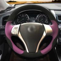 China Custom Black Suede Leather Steering Wheel Cover for Nissan Qashqai Rogue Pulsar 2014-2018 for sale