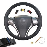 China Black Suede Custom Fit Steering Wheel Cover For Nissan Qashqai Rogue Pulsar 2014-2018 for sale