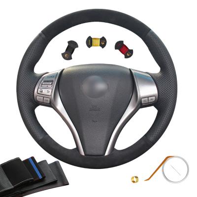 China Black Suede Custom Fit Steering Wheel Cover For Nissan Qashqai Rogue Pulsar 2014-2018 for sale