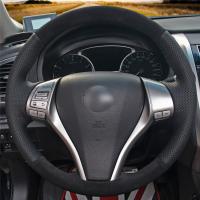 China Black Suede Custom Fit Steering Wheel Cover For Nissan Qashqai Rogue Pulsar 2014-2018 for sale