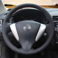 China Black PU Leather Steering Wheel Cover for Nissan Versa Note NV200 Sentra S 2014-2019 for sale