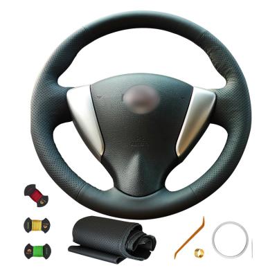 China Blue Thread Leather Steering Wheel Cover for Nissan Versa Note NV200 Sentra S 2014-2019 for sale