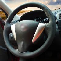 China Blue Thread Leather Steering Wheel Cover for Nissan Versa Note NV200 Sentra S 2014-2019 for sale
