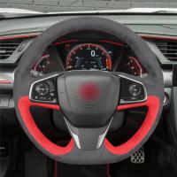 China 2017-2021 Honda Civic Type R Custom Hand Stitching Steering Wheel Cover in Grey Suede for sale