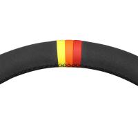 China Black and Grey Suede Leather Car Steering Wheel Cover for Toyota Camry 1997 Corolla for sale