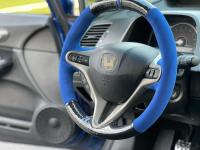 China 2007-2010 Honda Civic VIII Stufenheck Handmade Blue Suede Carbon Steering Wheel Cover for sale