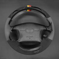 China Black and Grey Suede Leather Car Steering Wheel Cover for Toyota Camry 1997 Corolla for sale