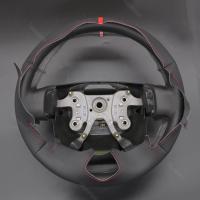 China Red Color Hand Sewing Faux Leather Steering Wheel Cover for ISUZU DMAX D-MAX 2007-2011 for sale