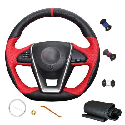 China Maxima 2016 2017 2018 Hand Stitched Steering Wheel Cover in Red and Black Customized for sale