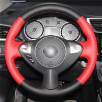 China Custom Red And Black Pu Leather Steering Wheel Cover Stitching For Nissan Maxima 2009-2014 for sale