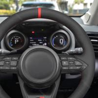 China Black Thread DIY Vegan Suede Steering Wheel Cover for Toyota Yaris Cross GR 2023-2024 for sale