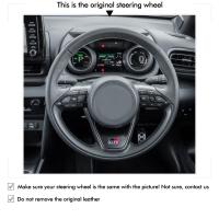 China Customized Grey Vegan Leather Steering Wheel Wrap for Toyota Yaris Cross GR 2023-2024 for sale
