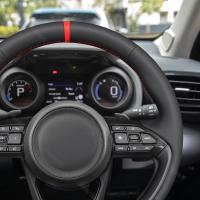 China Customized Grey Vegan Leather Steering Wheel Wrap for Toyota Yaris Cross GR 2023-2024 for sale
