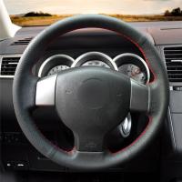 China Custom White Leather Steering Wheel Cover Perfect Fit for Nissan Versa Note 2007-2012 for sale