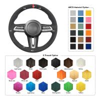 China Custom Soft Embossed Athsuede Steering Wheel Cover for CX-3 Mazda 3 Axela 2019-2023 for sale