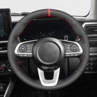 China Hand Stitch Steering Wheel Cover for Toyota YARIS 2020 2021 2022 2023 3-Spoke Wheel for sale