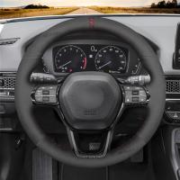 China 2017-2020 Honda Civic 11th Gen 2022 Soft Suede Steering Wheel Cover with Black Thread for sale