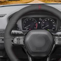 China 2017-2020 Honda Civic 11th Gen 2022 Soft Suede Steering Wheel Cover with Black Thread for sale
