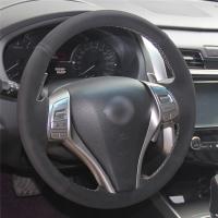 China Red Thread Soft Suede Black Steering Wheel Cover for 2013-2018 Nissan Teana Altima Pulsar for sale