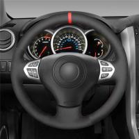 China 2006-2015 Leather Hand Sewing Black Suede Steering Wheel Cover for Suzuki Grand Vitara for sale