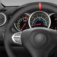 China 2006-2015 Leather Hand Sewing Black Suede Steering Wheel Cover for Suzuki Grand Vitara for sale