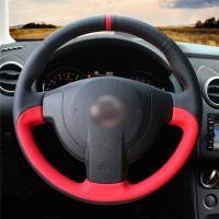 China Red Black Leather Customized Steering Wheel Cover for Nissan Qashqai Sentra 2007-2013 for sale