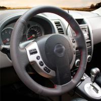 China Black Leather Hand Sewing Steering Wheel Cover for Nissan Qashqai Sentra 2007-2013 for sale