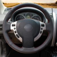 China Black Leather Hand Sewing Steering Wheel Cover for Nissan Qashqai Sentra 2007-2013 for sale