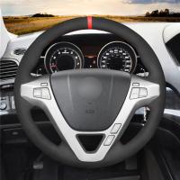 China Thimble Installation Tool Custom Blue Suede Steering Wheel Cover for Acura MDX 2007-2013 for sale
