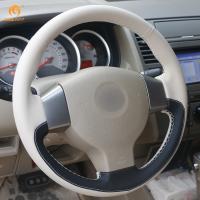 China Orange Genuine Leather Hand Sew Steering Wheel Cover for Nissan Tiida Sylphy Versa Note for sale