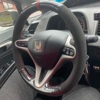 China Browness Suede Hand Stitched Steering Wheel Cover for Honda Si Civic 8th Gen 2006-2011 for sale