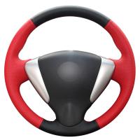 China Hand Sew Steering Wheel Cover Nissan Tiida Sylphy 2012-2015 Versa 2015-2019 Versa Note 2014-2018 NV200 2018-2019 Sentra S for sale