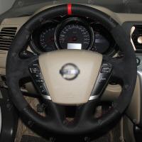 China Hand Sew Steering Wheel Cover Nissan Tiida Sylphy 2012-2015 Versa 2015-2019 Versa Note 2014-2018 NV200 2018-2019 Sentra S for sale