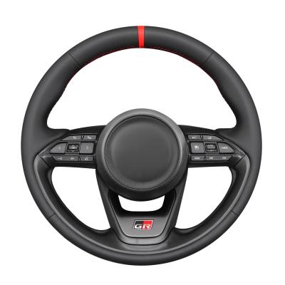 China Car Accessories Hand Stitching Genuine Leather Steering Wheel Cover for Toyota Yaris Cross GR 2023 2024 for sale