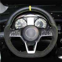 China Custom Red Thread Suede Steering Wheel Cover for Nissan X-Trail 2017-2019 Qashqai 2018 for sale