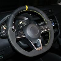 China Custom Red Thread Suede Steering Wheel Cover for Nissan X-Trail 2017-2019 Qashqai 2018 for sale
