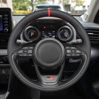 China Car Accessories Hand Stitching Genuine Leather Steering Wheel Cover for Toyota Yaris Cross GR 2023 2024 for sale