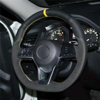China Custom Red Thread Suede Steering Wheel Cover for Nissan X-Trail 2017-2019 Qashqai 2018 for sale