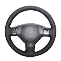 China Red Thread Perforated Leather Steering Wheel Cover for Suzuki SX4 Alto Swift Custom for sale