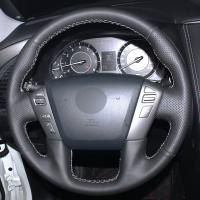 China DIY Black Genuine Leather Stitch Steering Wheel Cover For Nissan NV Cargo NV Passenger Titan 2012 2013 2014 2015 2016 2017 2018 for sale