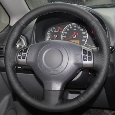 China Accessories Hand Sewing Stitching Black Artificial Leather Steering Wheel Cover for Suzuki SX4 Alto Swift with Buttons for sale