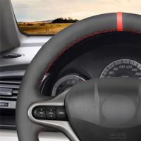 China Hand Sewing Black Suede Steering Wheel Cover for Honda Fit City Jazz Insight 2009 2010 2011 2012 2013 2014 for sale