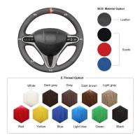 China Hand Sewing Black Suede Steering Wheel Cover for Honda Fit City Jazz Insight 2009 2010 2011 2012 2013 2014 for sale