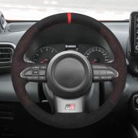 China Perfectly DIY Fluffy Faux Suede Steering Wheel Cover for Toyota Yaris Cross GR 2020 2021 2022 for sale
