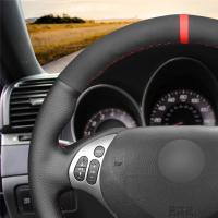 China Car accessories Custom Black Perforated Leather Suede Carbon fiber Steering Wheel Cover Wrap Protector For Acura TL 2007 2008 for sale