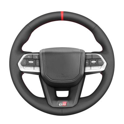 China MEWANT Hand Stitched PU Leather Steering Wheel Cover for Toyota Land Cruiser 300 GR Sport 2022 2023 2024 for sale